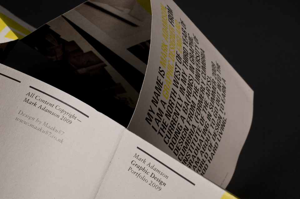 Self Promotional Handout - Mark Adamson MISTD – Graphic Design & Typography