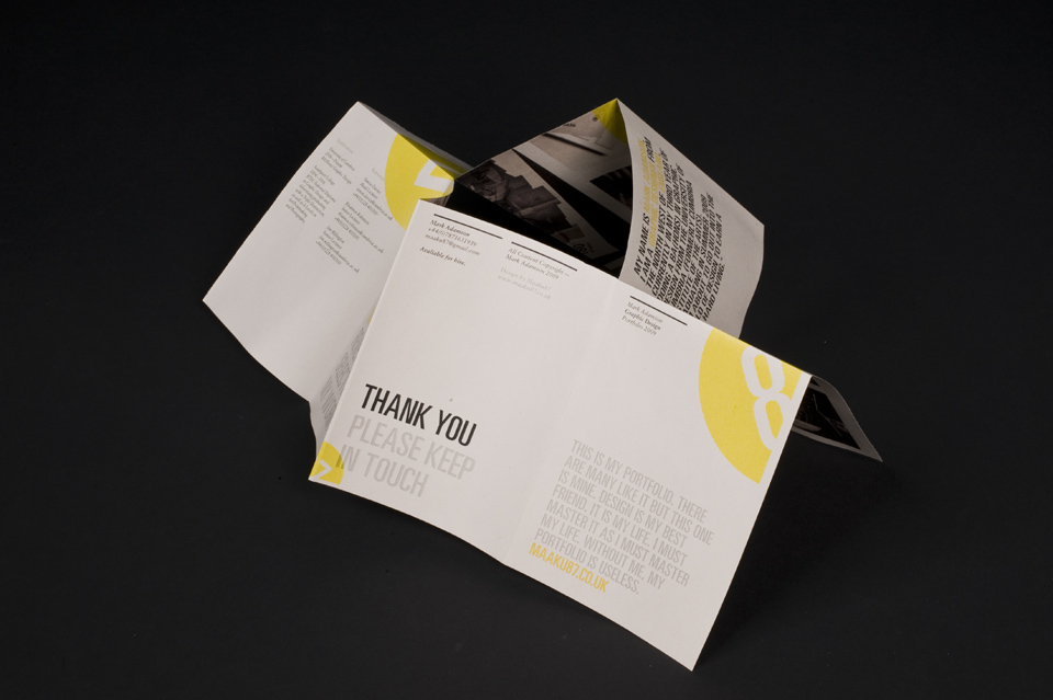 Self Promotional Handout - Mark Adamson MISTD – Graphic Design & Typography