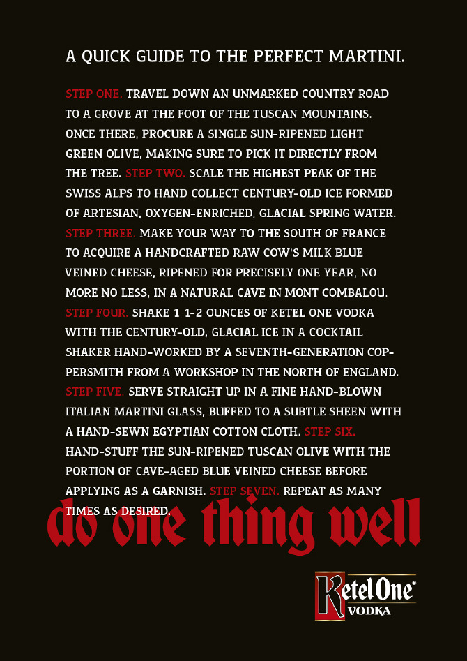 Ketel One 'DO ONE THING WELL' - Joe Craig - Creative Director