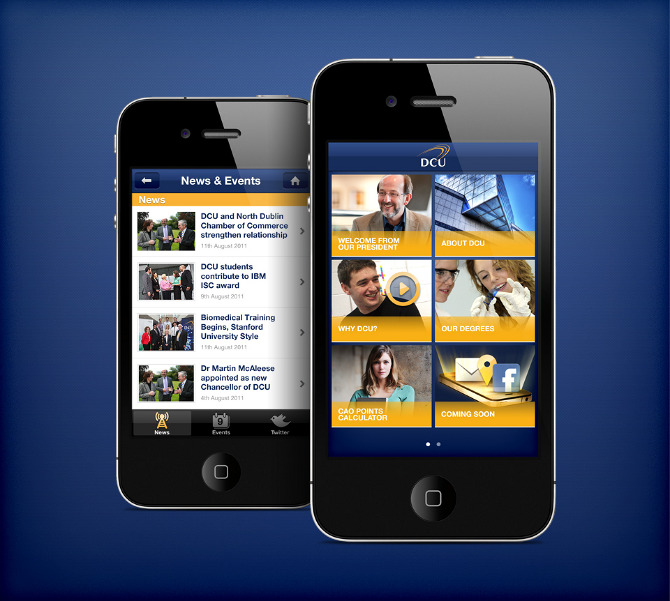 DCU, Mobile app - Aidan Dore, Creative Digital Designer