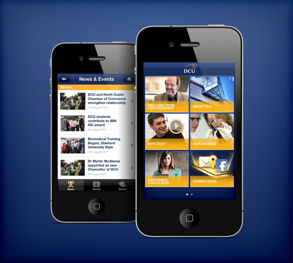 DCU, Mobile app - Aidan Dore, Creative Digital Designer