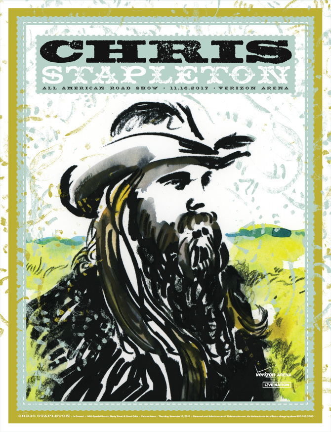 Chris Stapleton Concert Poster - J Burwell Mixon Design