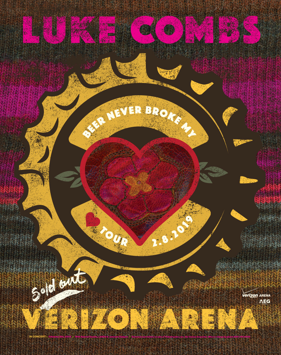 Luke Combs Concert Poster - J Burwell Mixon Design