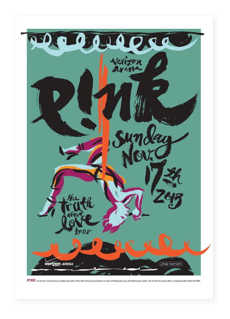 Pink Concert Poster - J Burwell Mixon Design