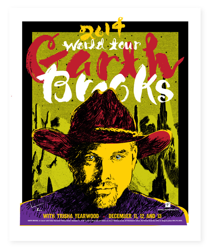 Garth Brooks Concert Poster - J Burwell Mixon Design