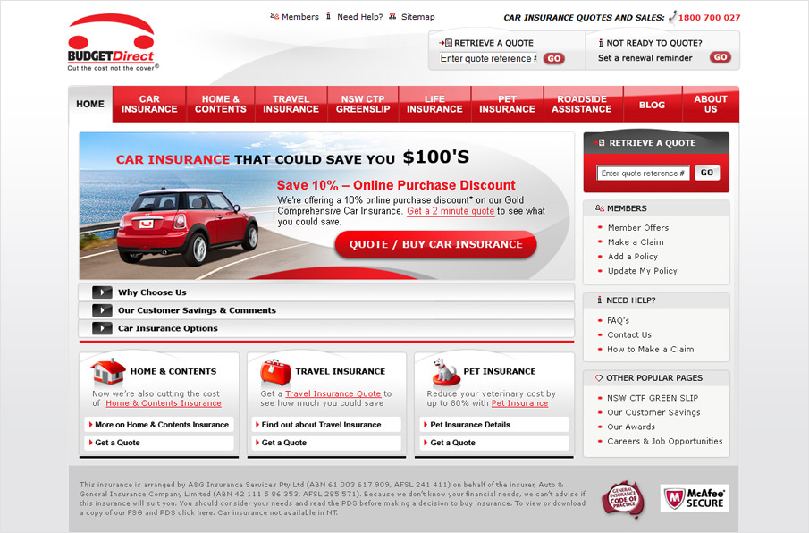 Budget Direct website design and icons - Selected works of graphic ...