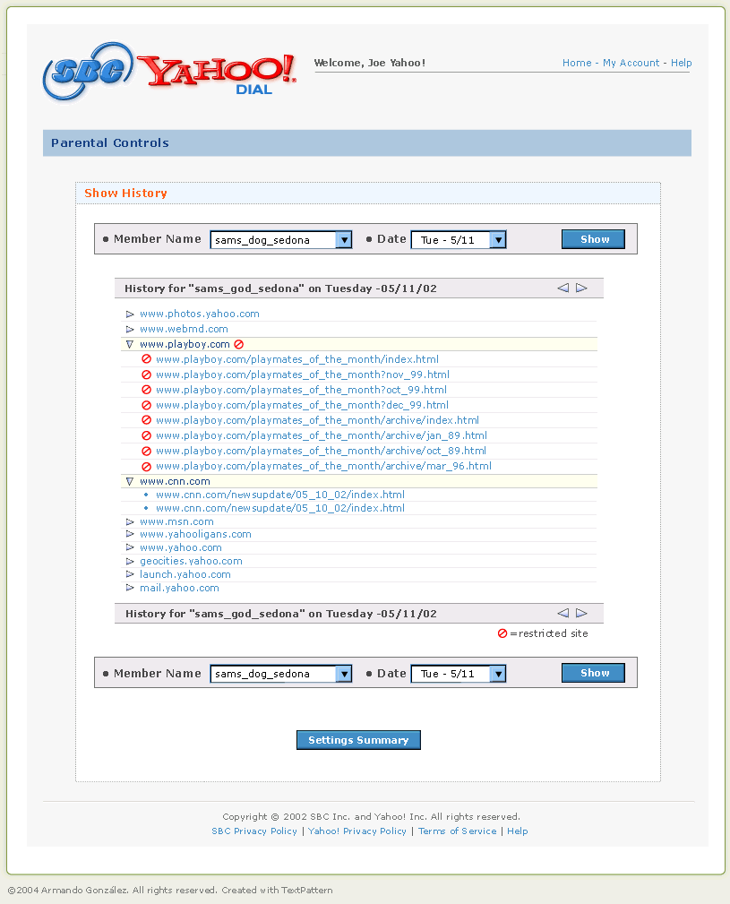 SBC Yahoo! DSL Portal - Armando Gonzalez's Portfolio