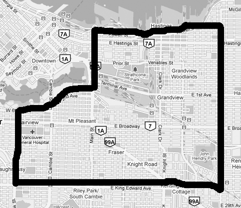 Food Delivery Rates / Area Map. - Fast Food Couriers
