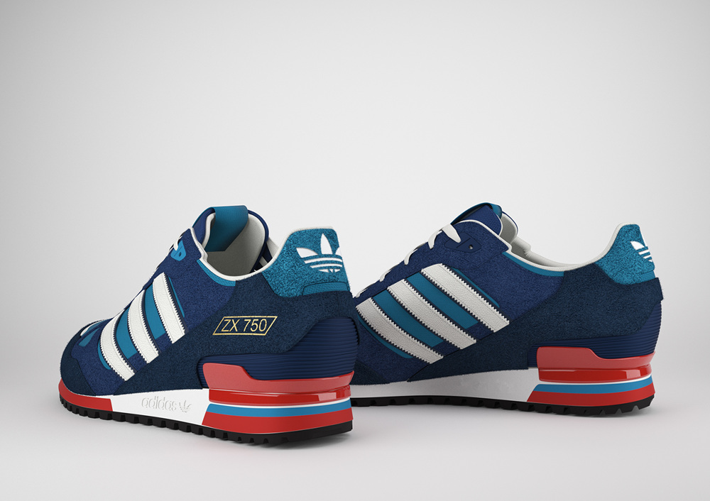 3D Visualization and Color Combination Design Adidas ZX750 - Noguera