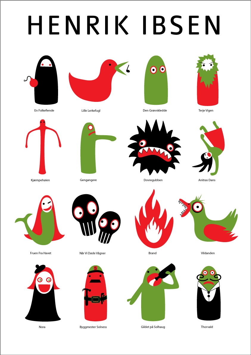 Henrik Ibsen screen print - Linnosaurus