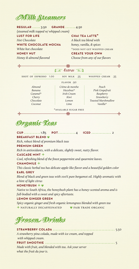 Van Gogh's Ear Menus - Deadeye Design