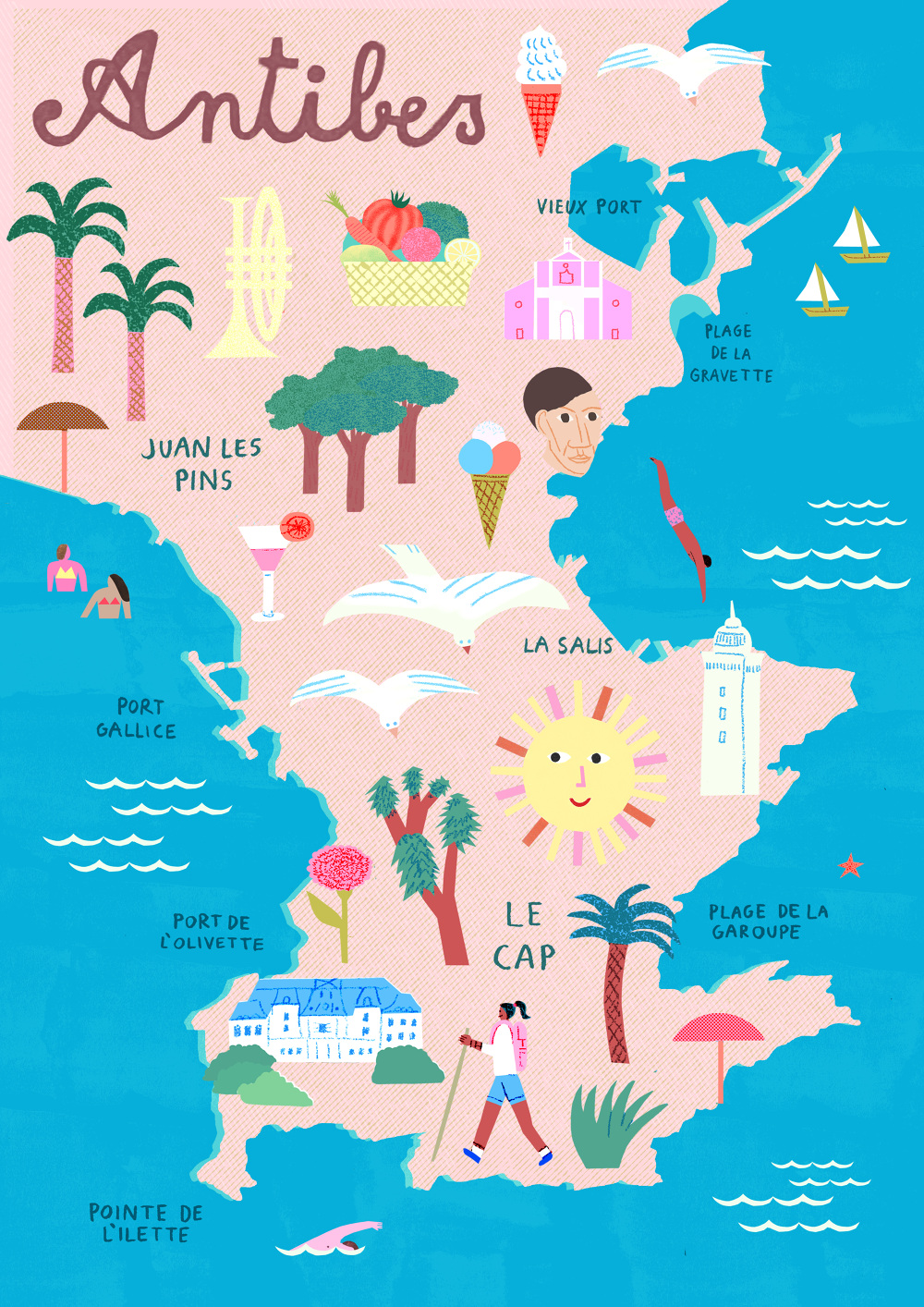 Map of Antibes - irene servillo illustration