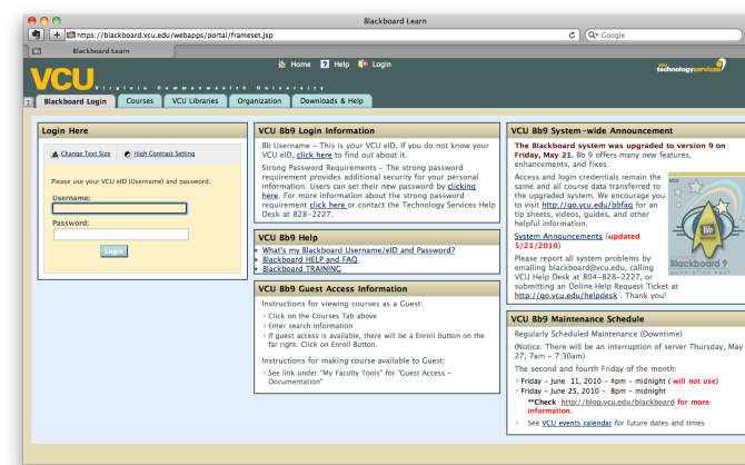 VCU Blackboard Redesign - Deseinsteins | Designing for the Web