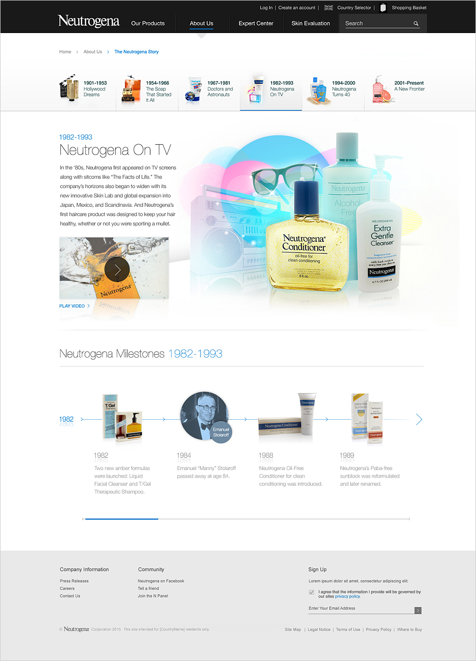 Neutrogena.com: Brand History - Downard Creative Showcase