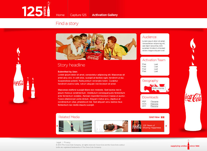 Coca-Cola 125 years Intranet - Designers Forever