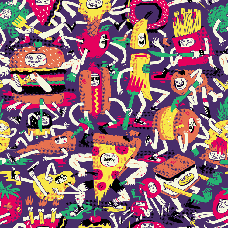 Food Fight - greg kletsel illustration