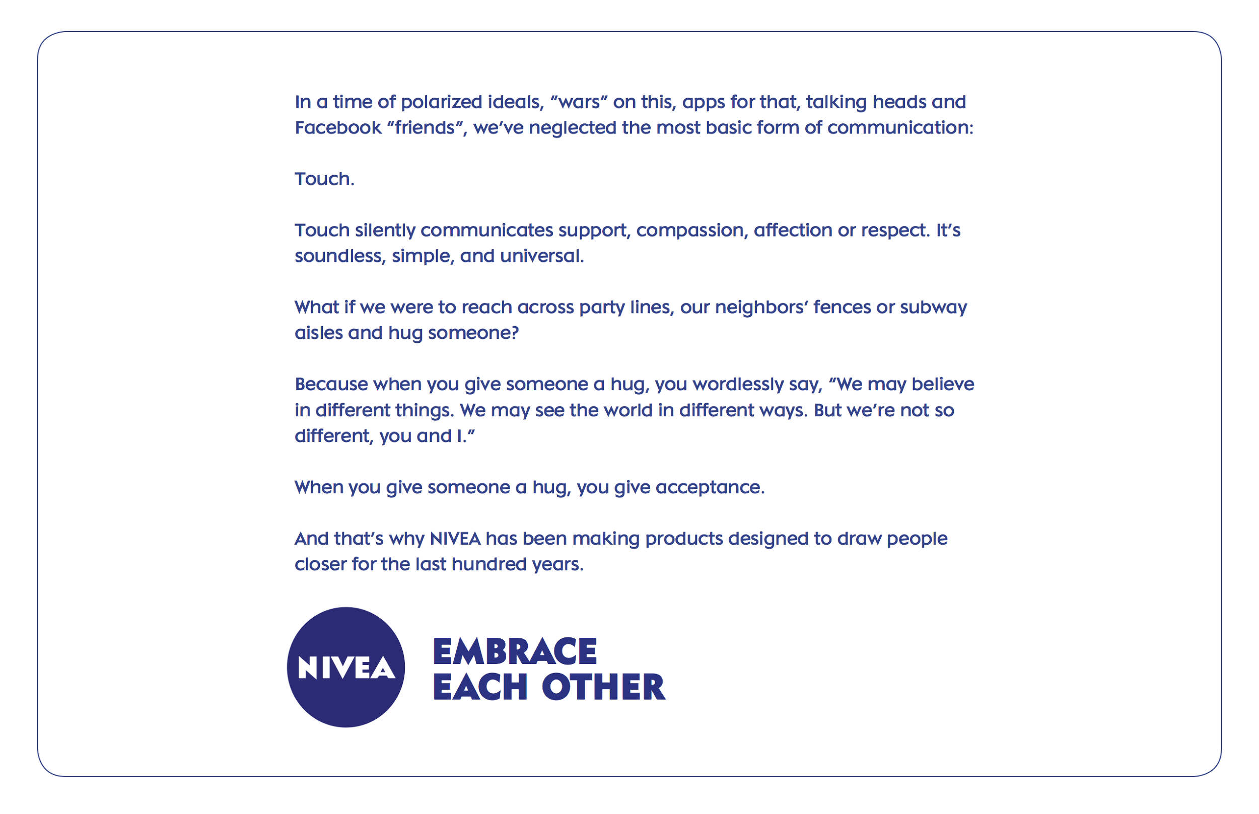 NIVEA — Integrated Brand Campaign - kimhealy