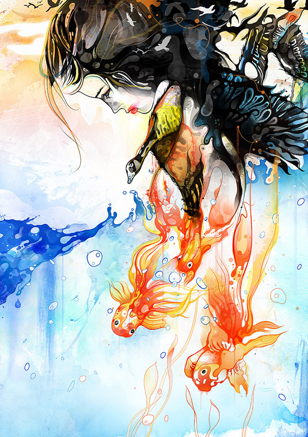 beauty of falling and drowning - ShadowChen Illustration & Design