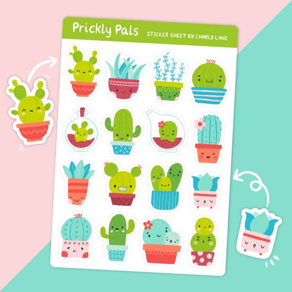PRICKLY PALS STICKER SHEET - Charly Lane Illustration