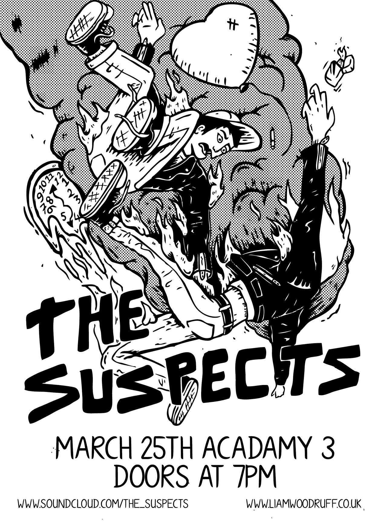 THE SUSPECTS FLYER - Liam Woodruff Design and Illustration