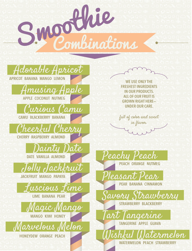 Smoothie Cafe Menu Boards - Graphic Design Portfolio