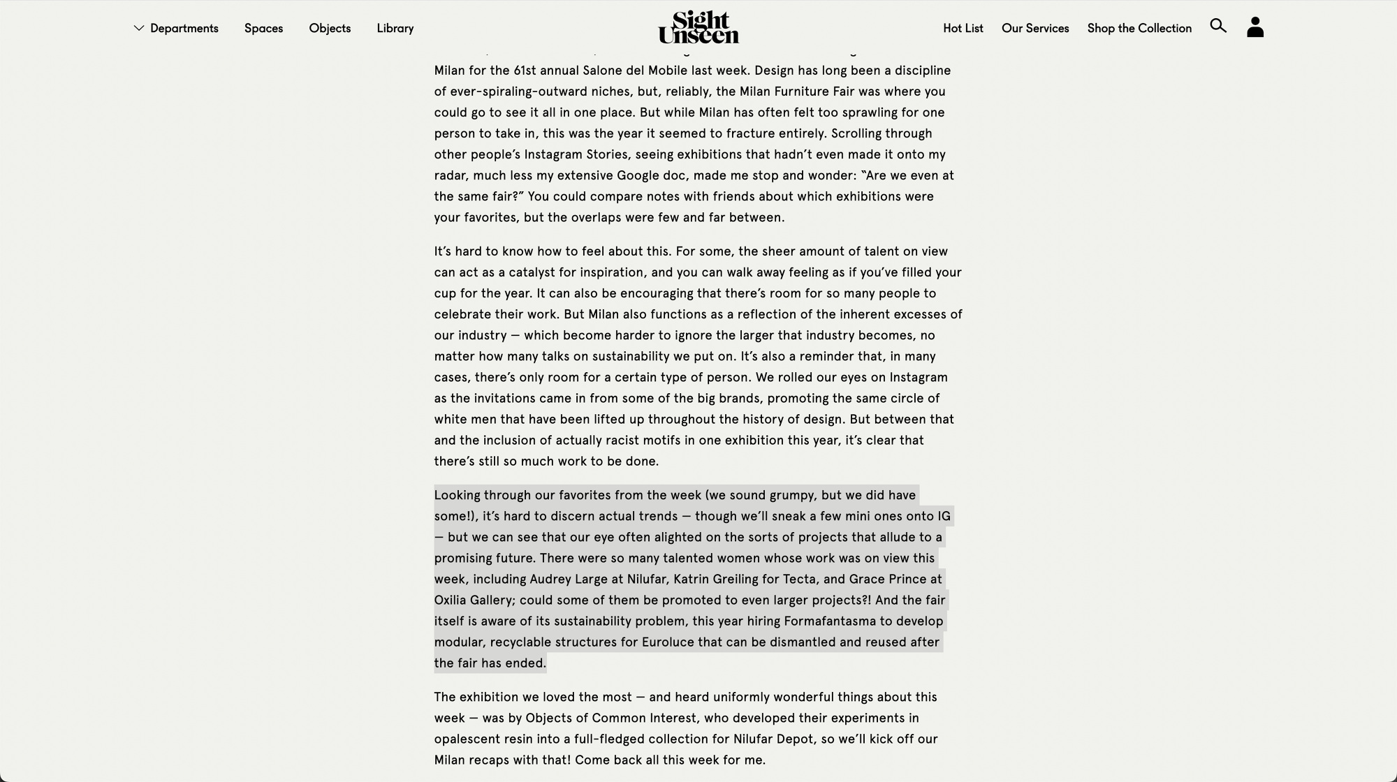 SIGHT UNSEEN - FAIR REPORT 2023 - Studio Greiling • Interior Design Berlin