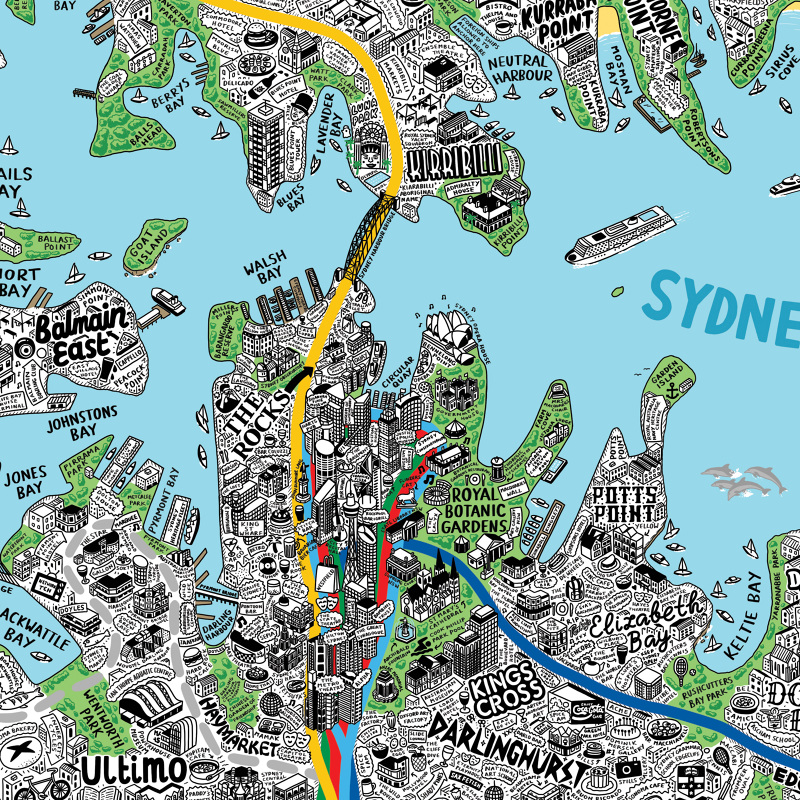 Hand Drawn Map of Sydney - Jenni Sparks