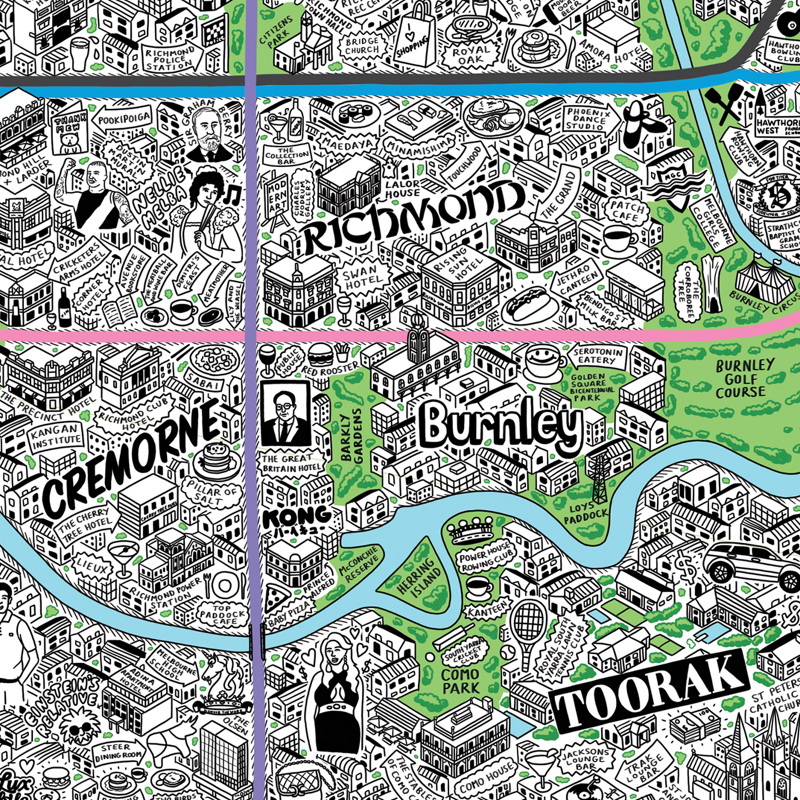 Hand Drawn Map of Melbourne - Jenni Sparks