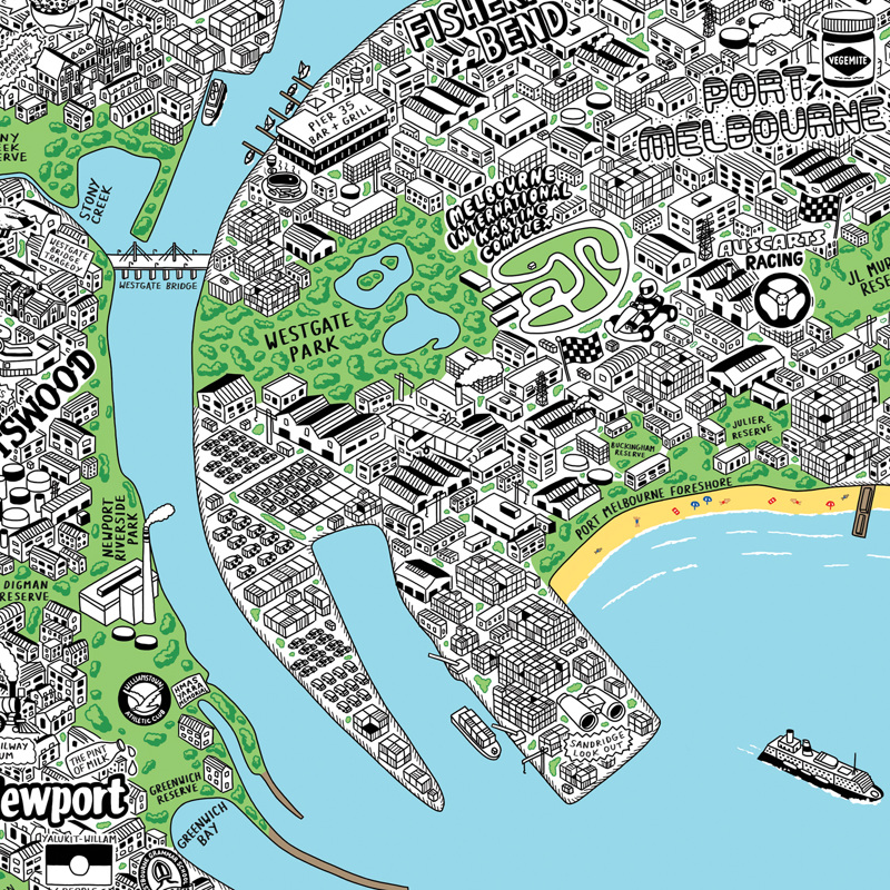 Hand Drawn Map of Melbourne - Jenni Sparks