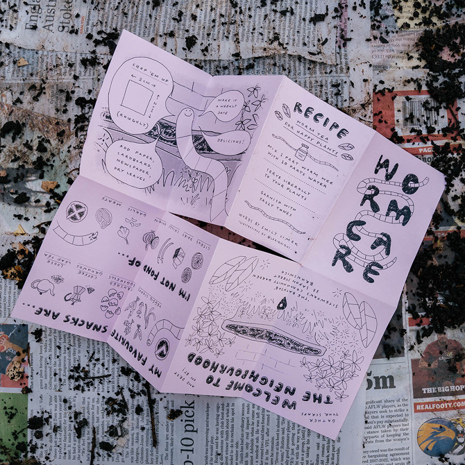 Worm Care zine illustration - Leanne Bock