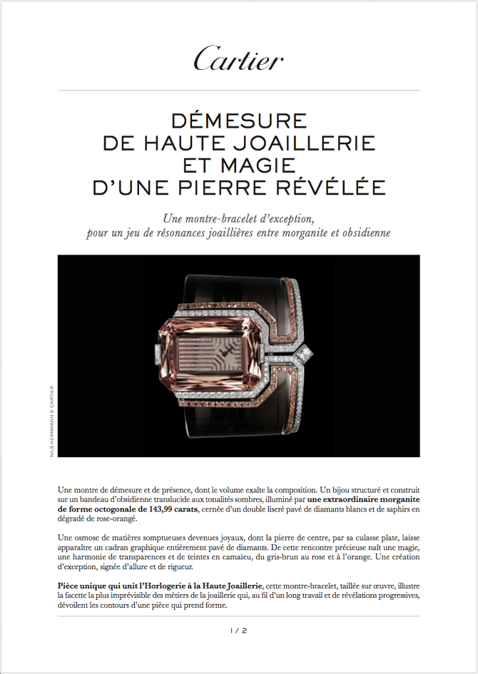 Cartier - Communiqué de Presse - rosearon