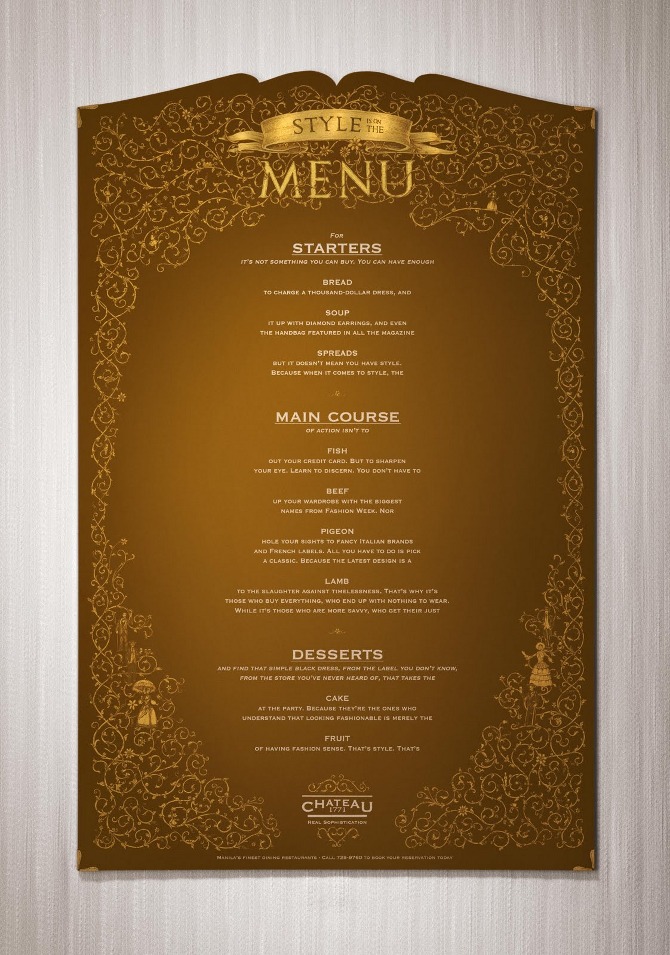 Chateau 1771 "Menus" - Style/Class/Taste - Porporyo