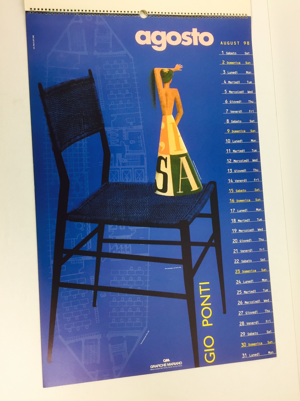 "Calendario 1998" with Graphics Design by most famous Italian Designers ...