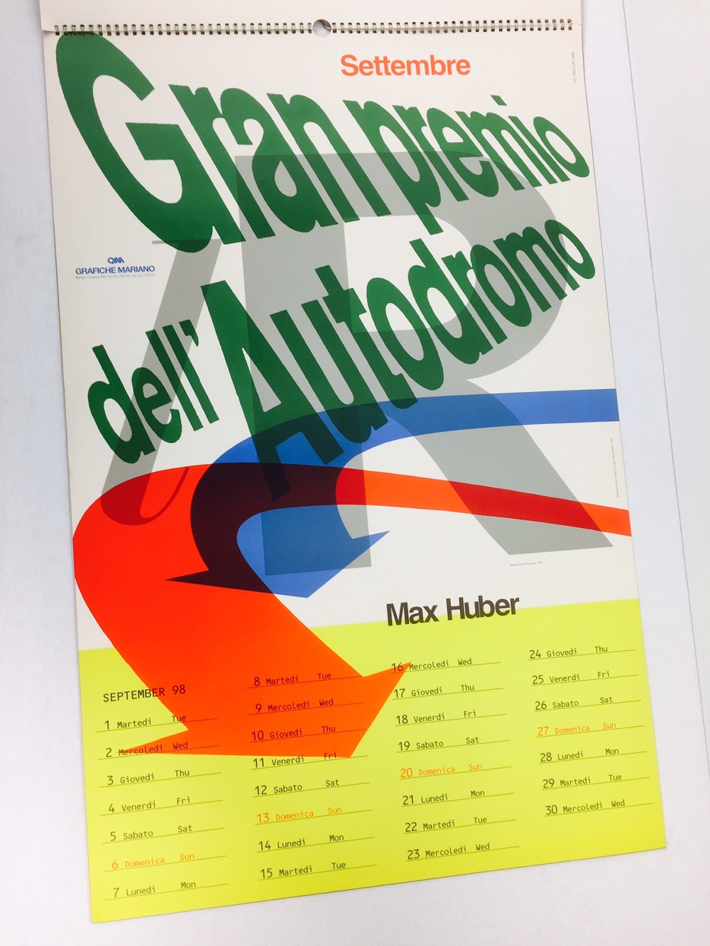 "Calendario 1998" with Graphics Design by most famous Italian Designers ...