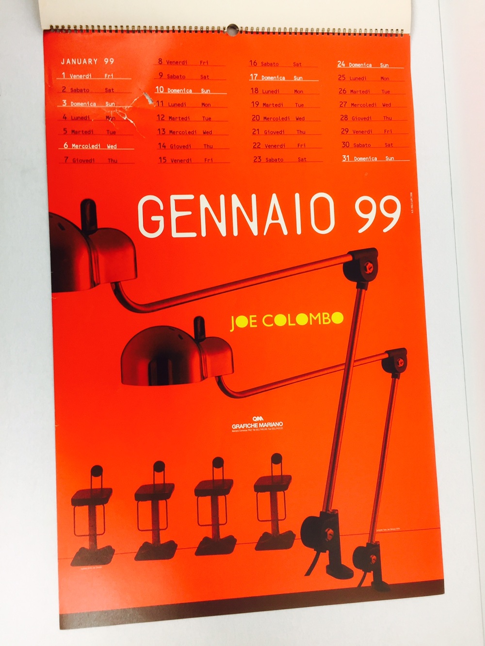 "Calendario 1998" with Graphics Design by most famous Italian Designers ...