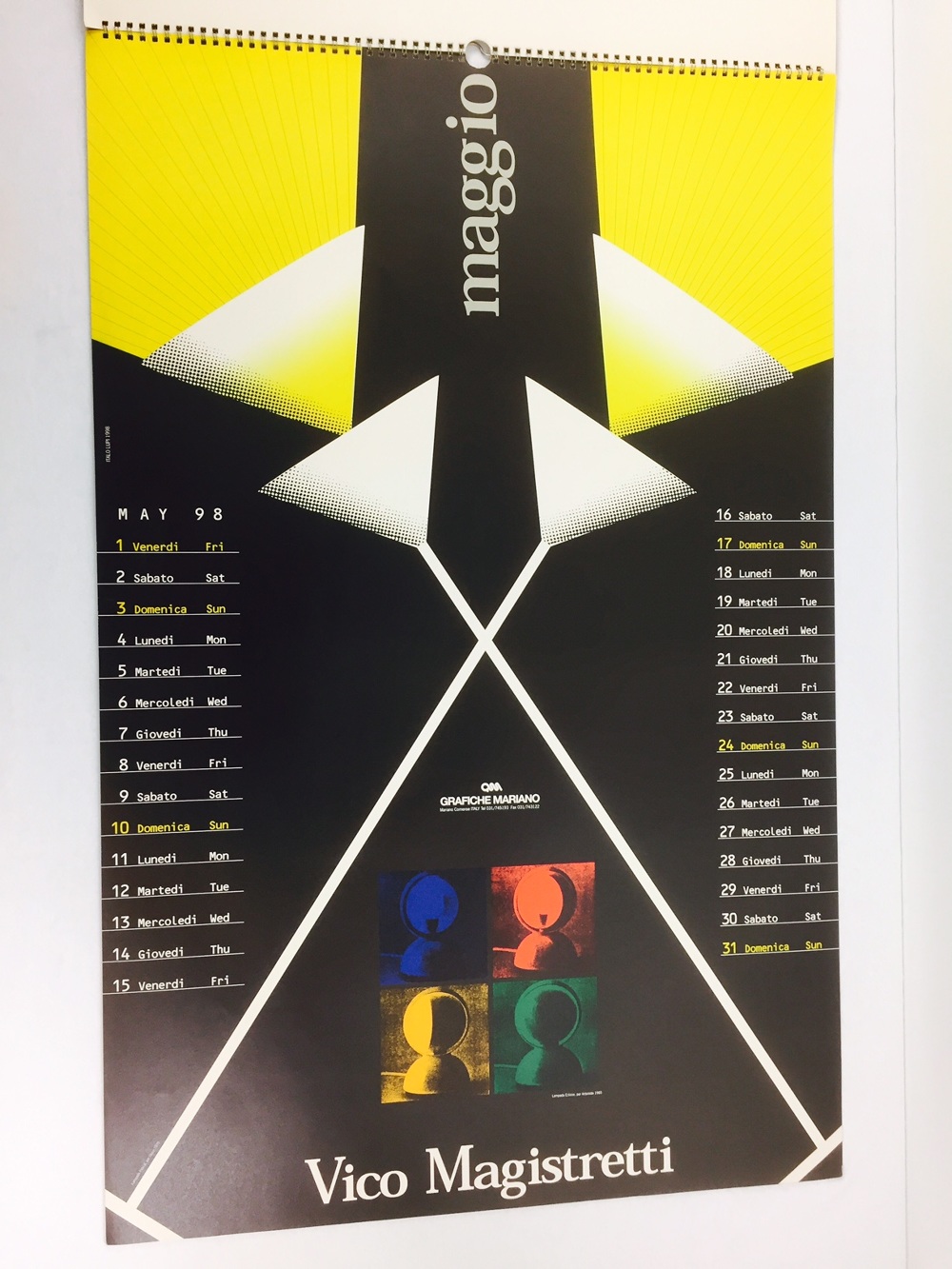 "Calendario 1998" with Graphics Design by most famous Italian Designers ...