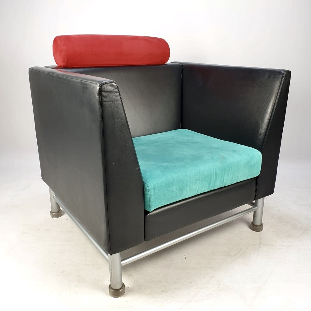 Very colorful "East Side" Lounge Chair, in expensive leather Design by ...