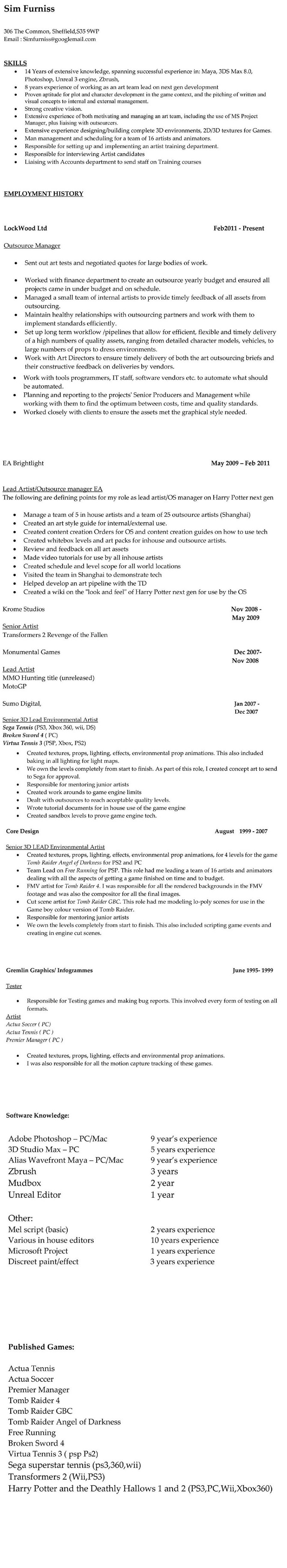 CV/Contact details - SimPortfolio