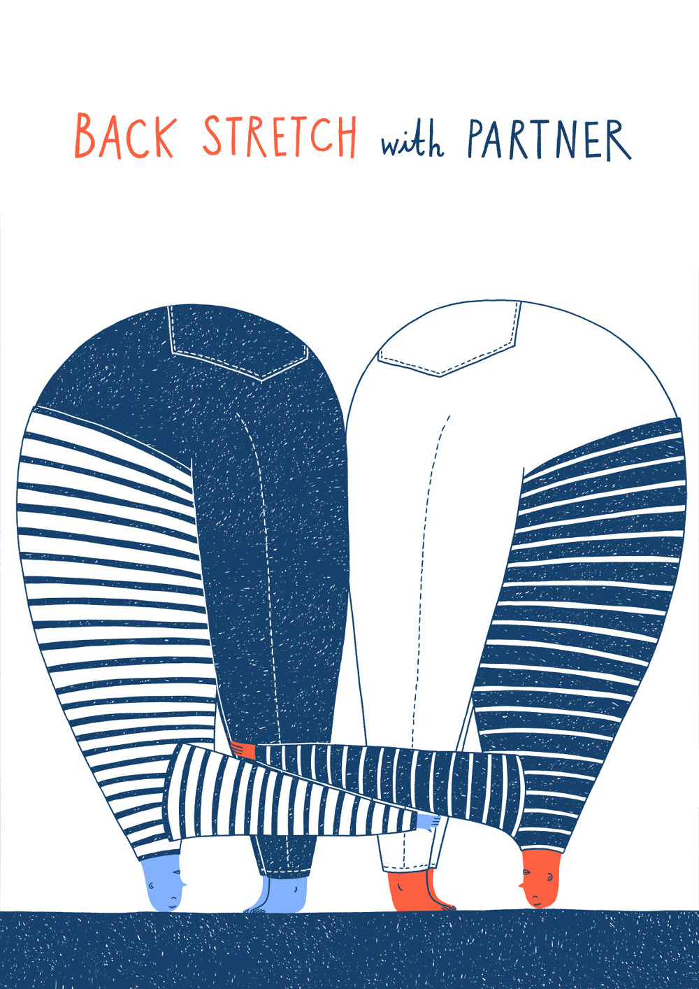 Stretch with partner - Mia Nilsson illustration