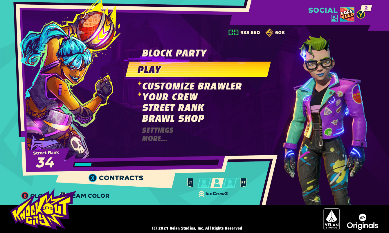 Knockout City Main Menu - Kara Zisa Illustrator & UI Artist