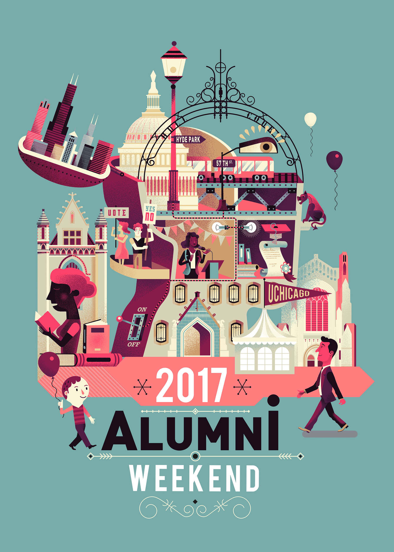 University of Chicago Alumni Weekend Poster - Gwen Keraval illustration