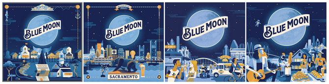 Blue Moon Beer Posters - Gwen Keraval illustration