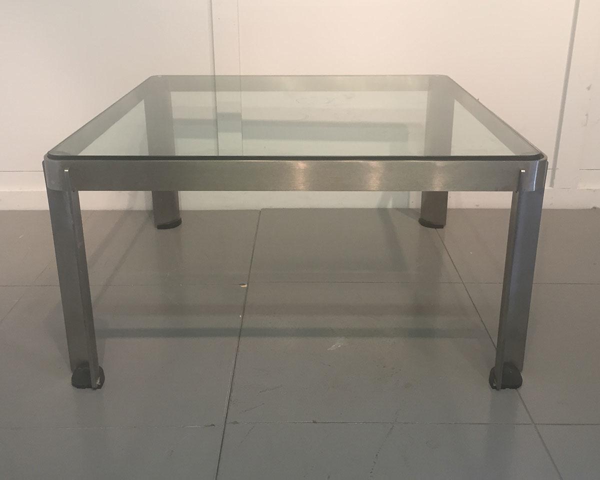 Square Steel Coffee Table. Italian c 1970 - www.philipvarma.com