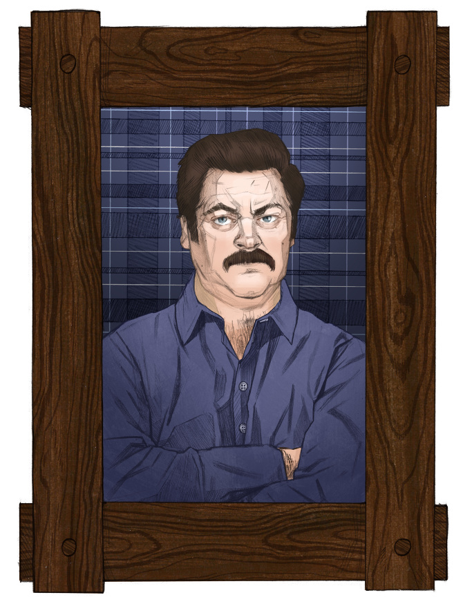 Nick Offerman as Ron Swanson - Alexander Kuhn Illustration