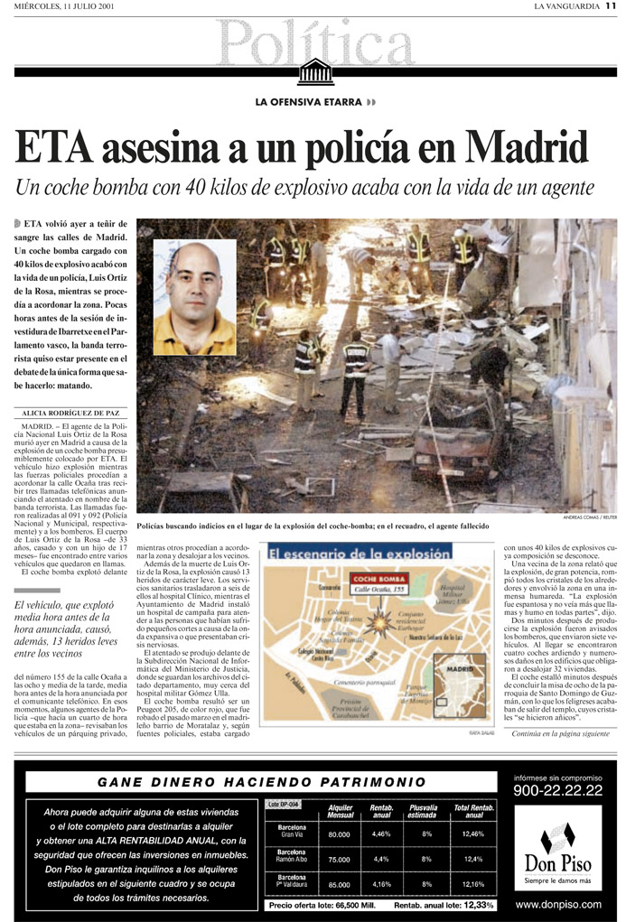 20:45 h. 10 de julio 2001 - A la hora, en el lugar