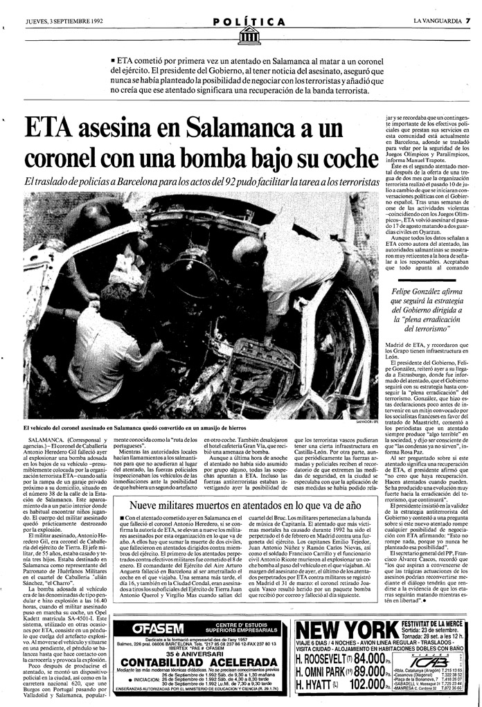 16:30 h. 2 de septiembre de 1992 - A la hora, en el lugar