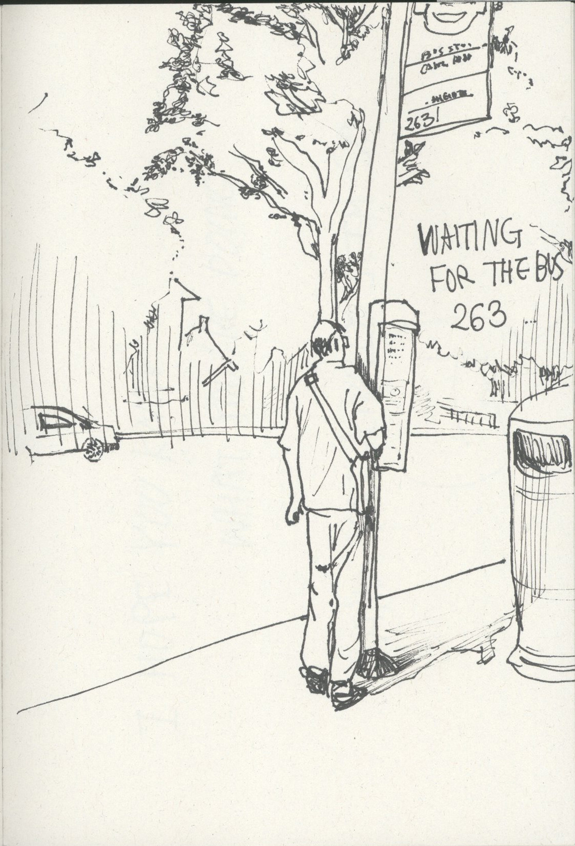 Waiting for The Bus 263, Pen Drawing on Paper, 2013 - Siwon Ghim(Kim)