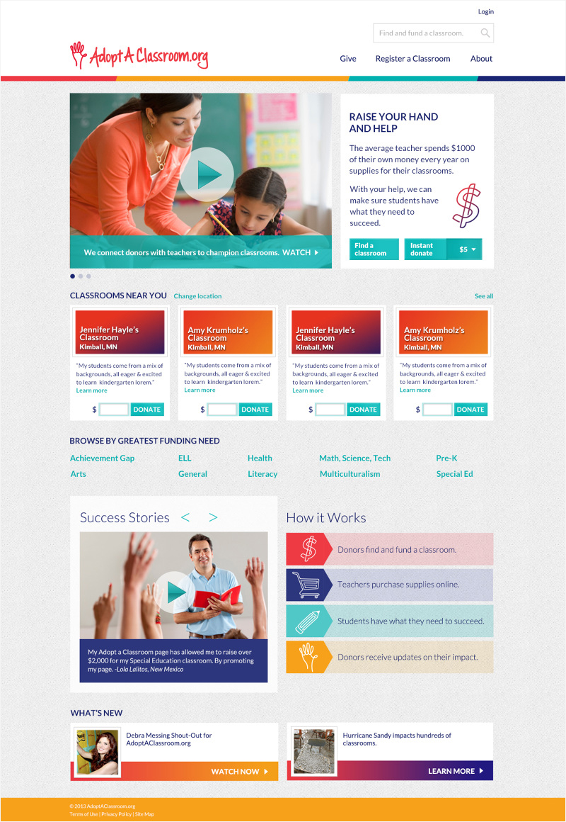 Adopt A Classroom responsive website - Dani Ness