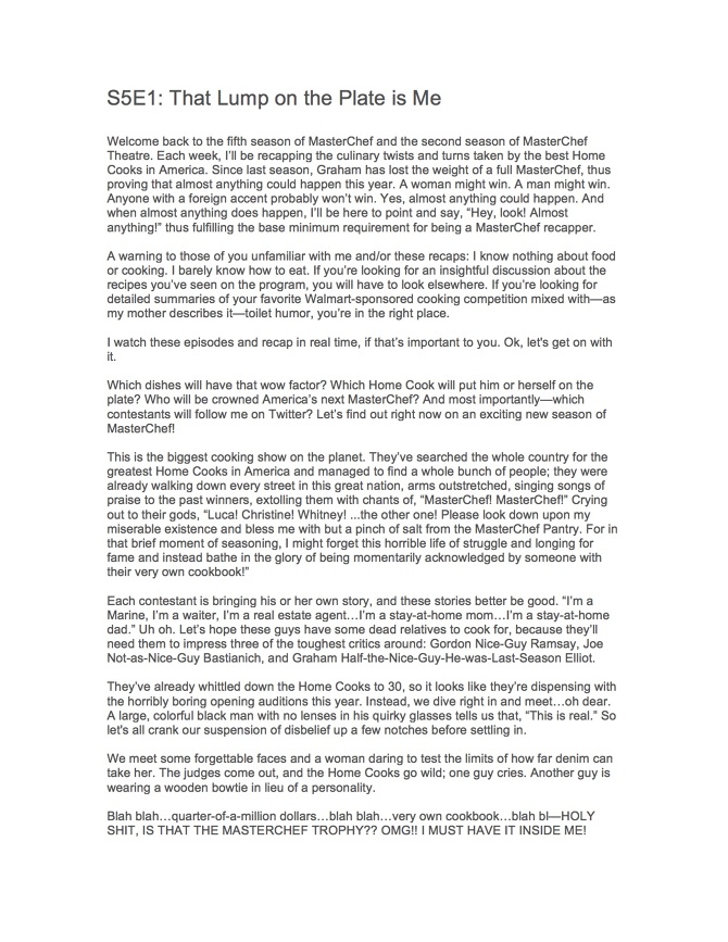 Sample Recap - Joel Lugar