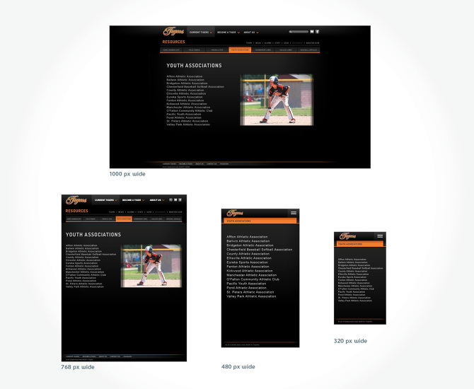 Rawlings Tigers Responsive website - Lee Essner Design